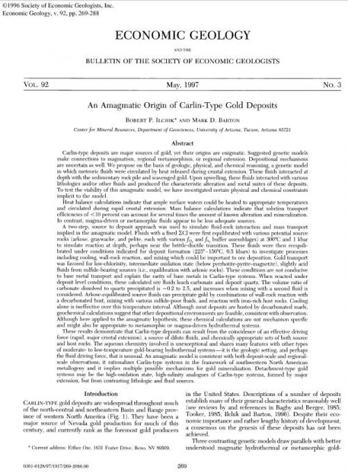 An amagmatic origin of Carlin-type gold deposits | Геологический портал ...